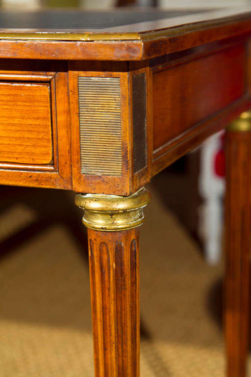 Cherry Desk or Writing Table Leather Inlay Top Fluted Legs at 1stDibs ...