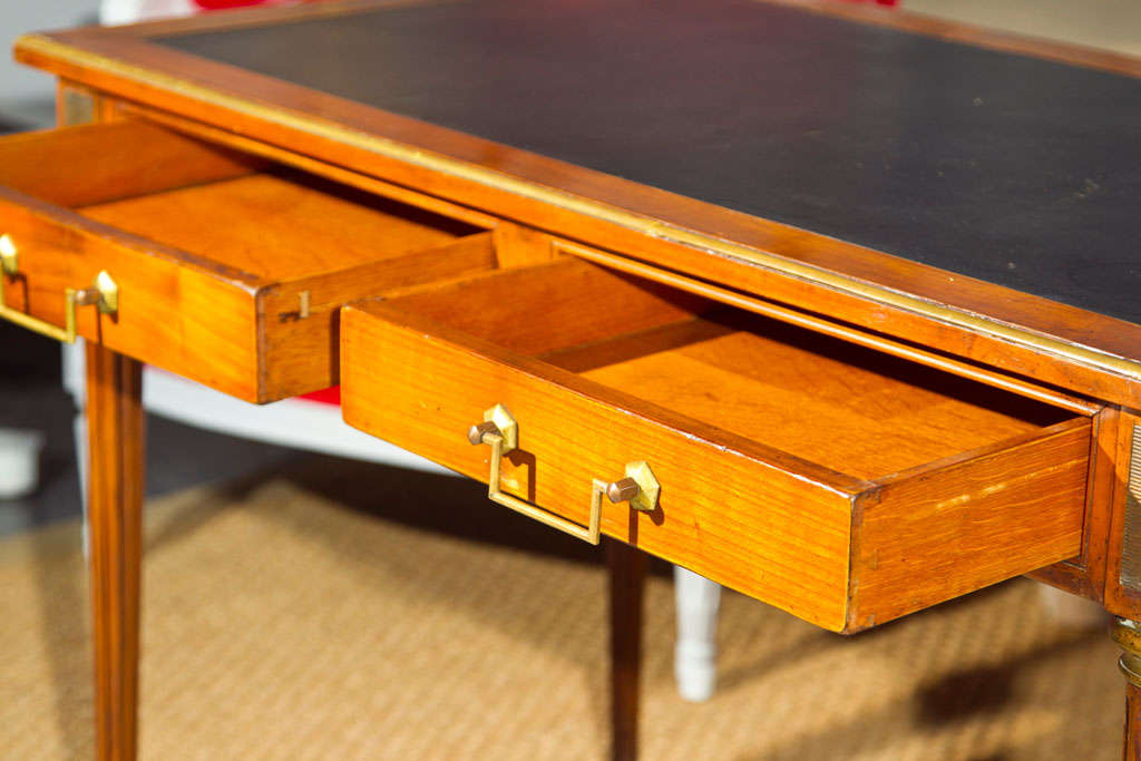 Cherry Desk or Writing Table Leather Inlay Top Fluted Legs at 1stDibs ...