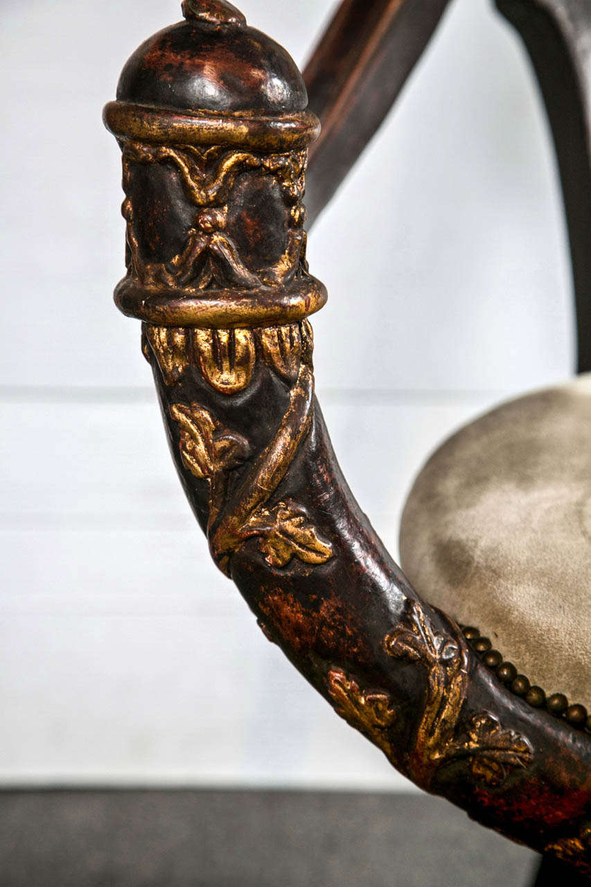 Pair of Italian Curule Armchairs at 1stDibs