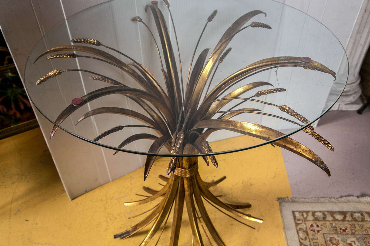 Pair of Italian Gilt Iron Wheat Sheaf Tables at 1stDibs