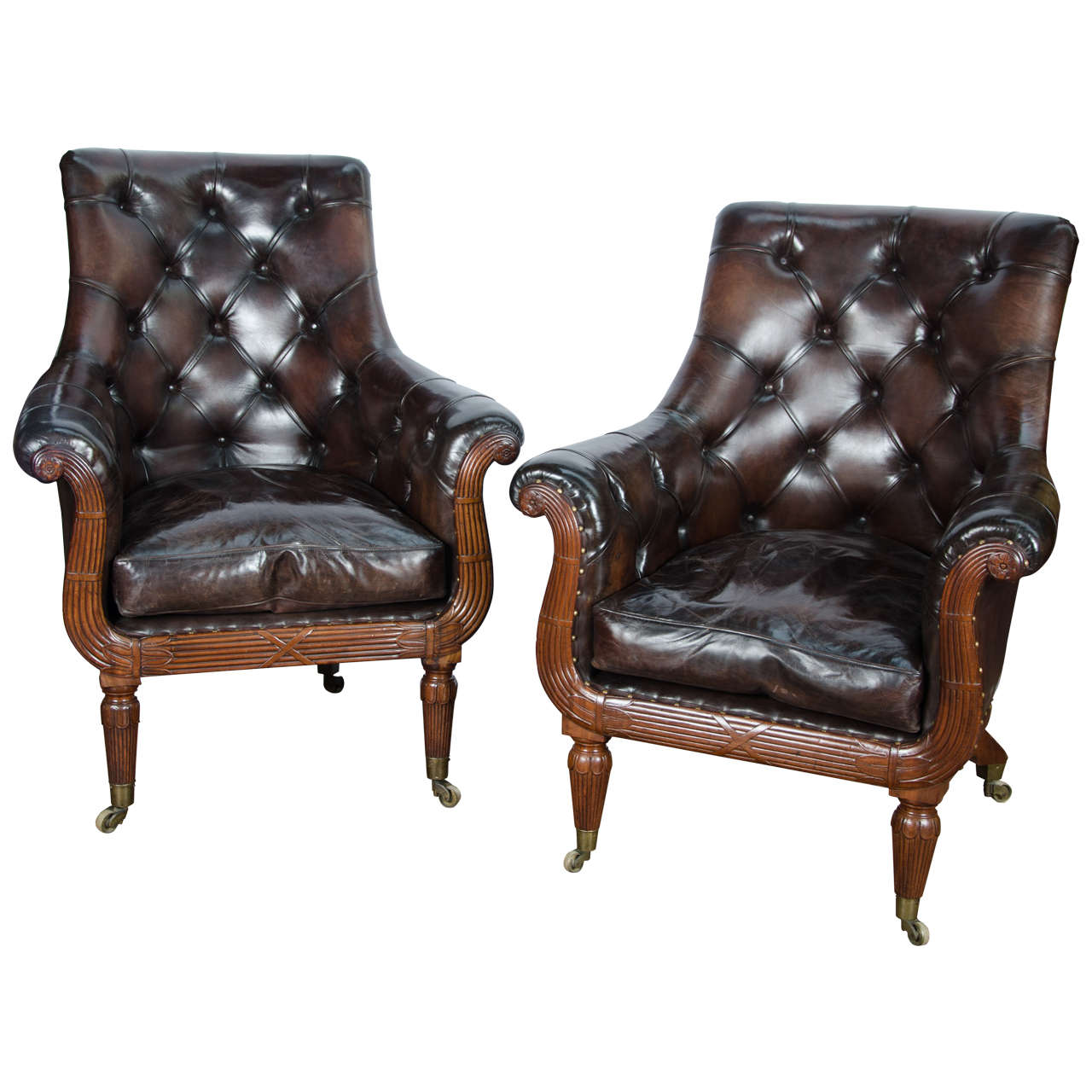 Pair of 19th Century Library Chairs at 1stDibs | library chairs sale