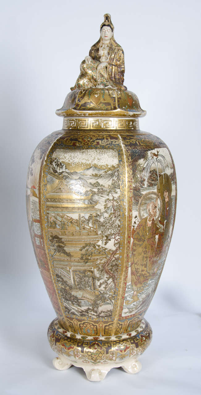 Large Pair of Antique Satsuma Vases at 1stDibs