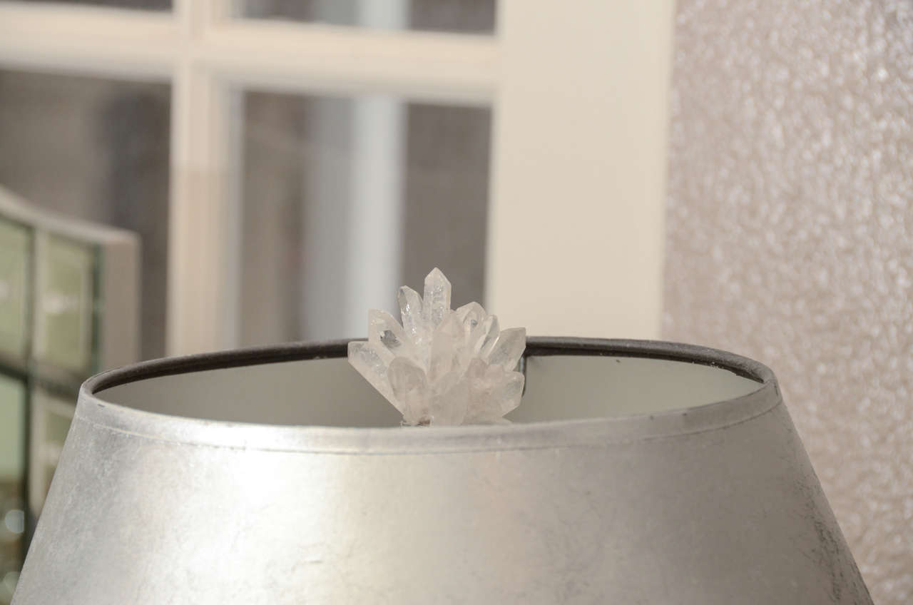 Large Rock Crystal and Pyrite Lamp with Lucite Base at 1stDibs