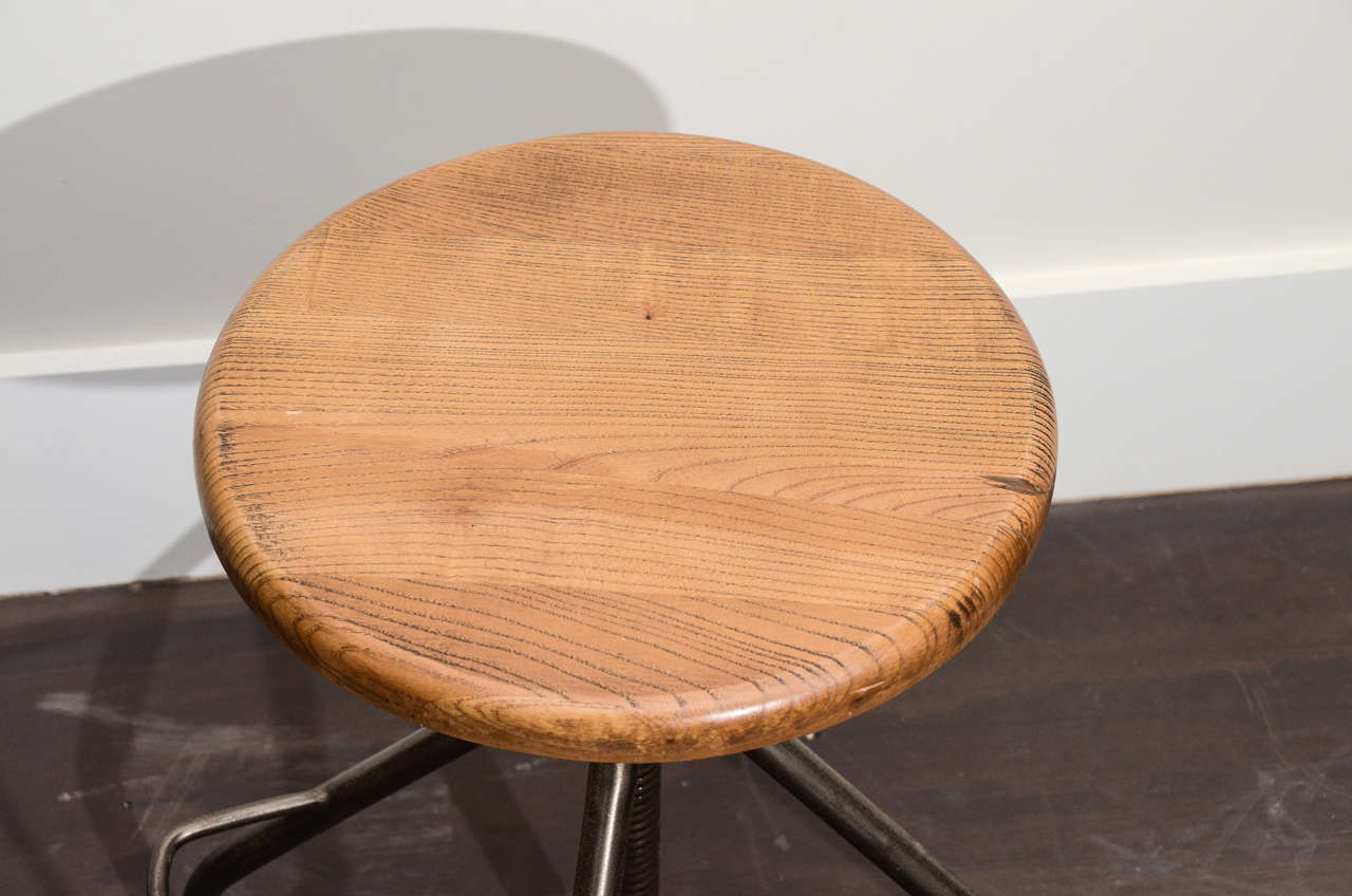 Industrial Stool with Adjustable Wooden Screw Top at 1stDibs | screw ...