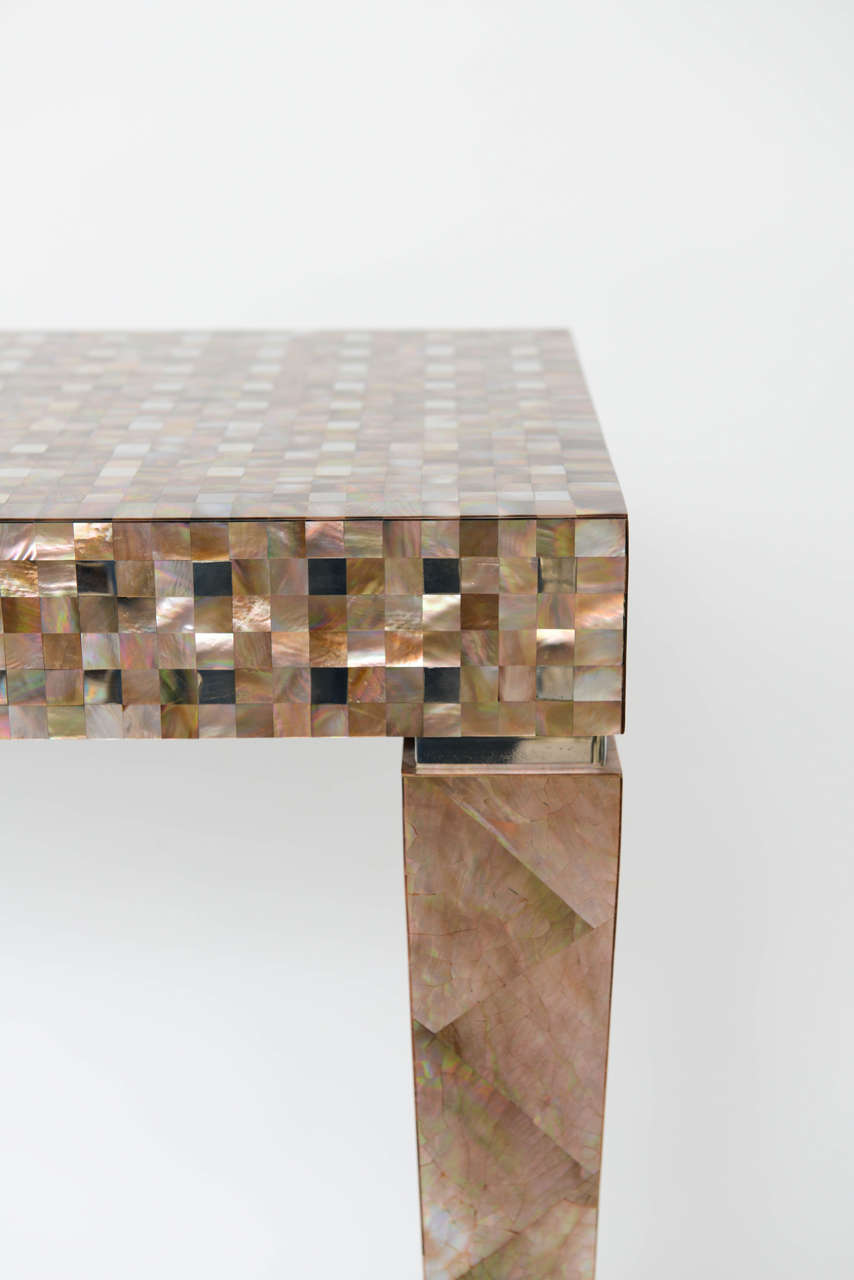 Stunning Tessellated Mother-of-Pearl and Nickel Console Table at ...