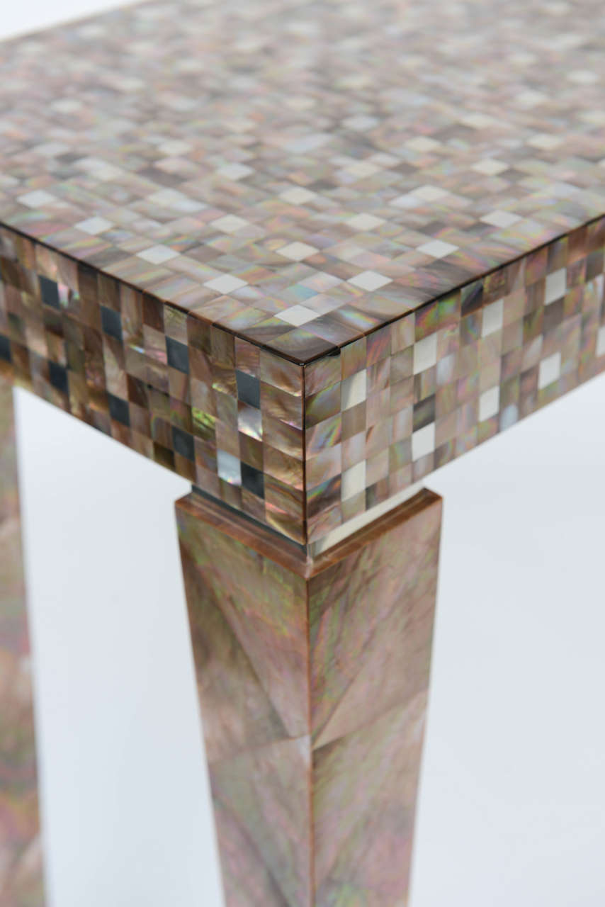 Stunning Tessellated Mother-of-Pearl and Nickel Console Table at ...