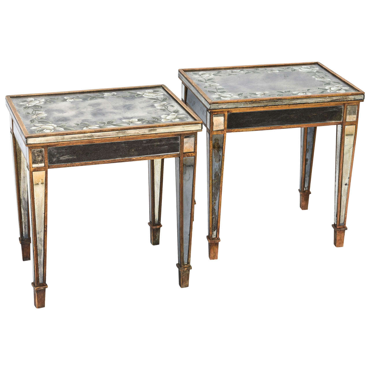 Pair of Eglomise Accent Tables at 1stDibs