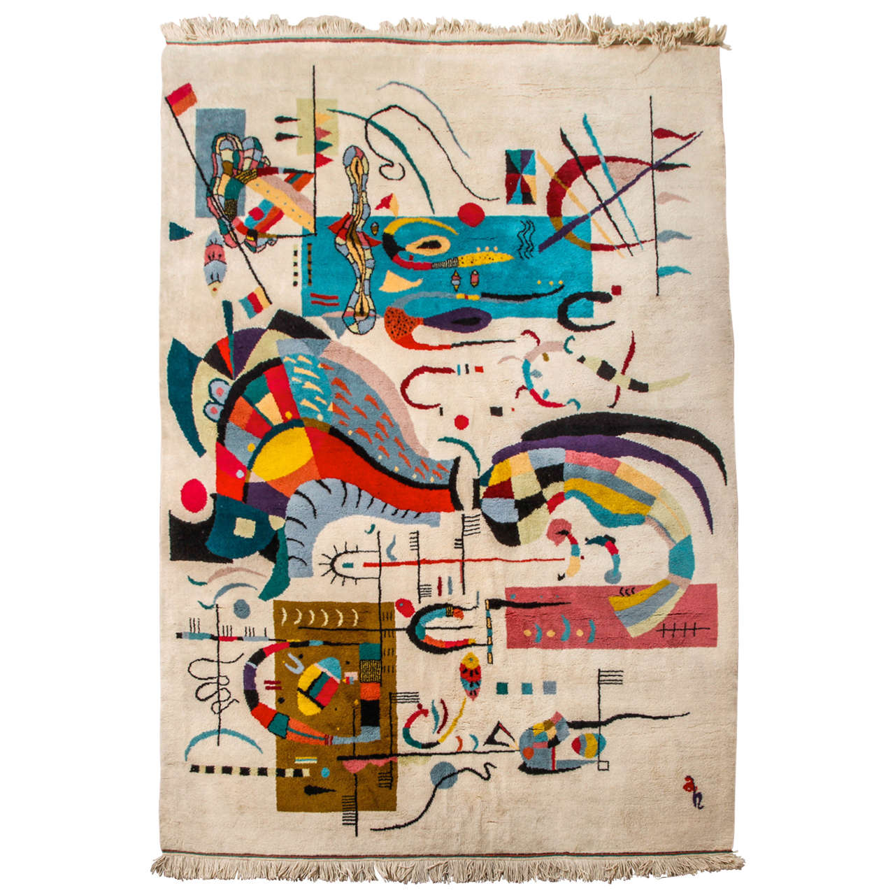 An Abstract Wool Rug/Tapestry in the style of Joan Miró at 1stDibs