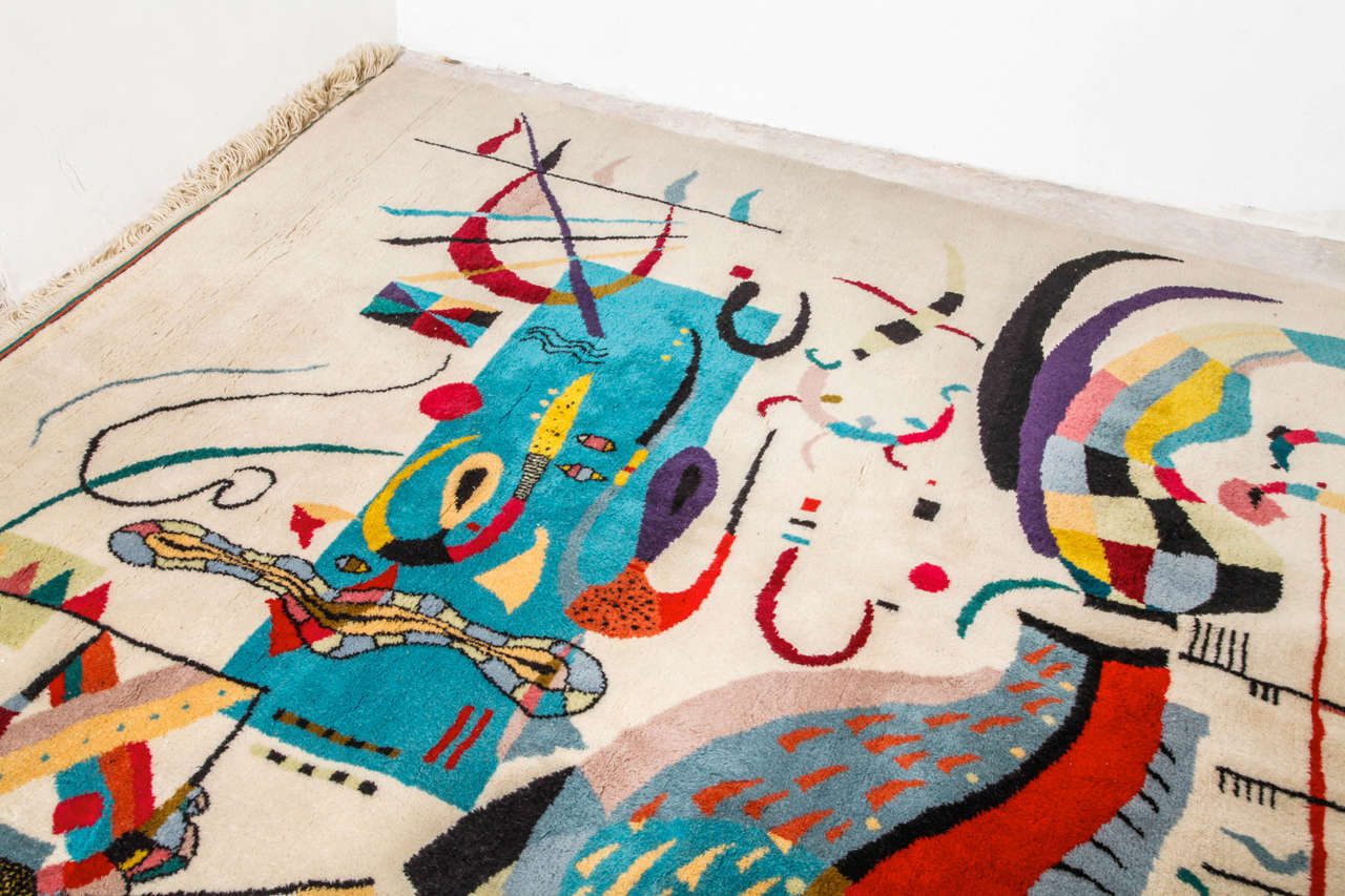 An Abstract Wool Rug/Tapestry in the style of Joan Miró at 1stDibs