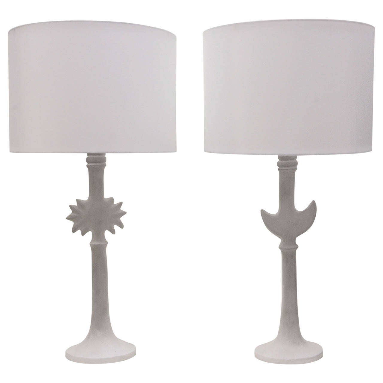 Pair of Sirmos Sun and Moon Table Lamps after Diego Giacometti at 1stDibs