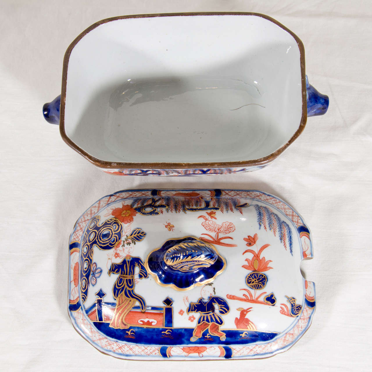 Pair of Antique Imari Tureens with a Chinoiserie Design of Imari Colors ...