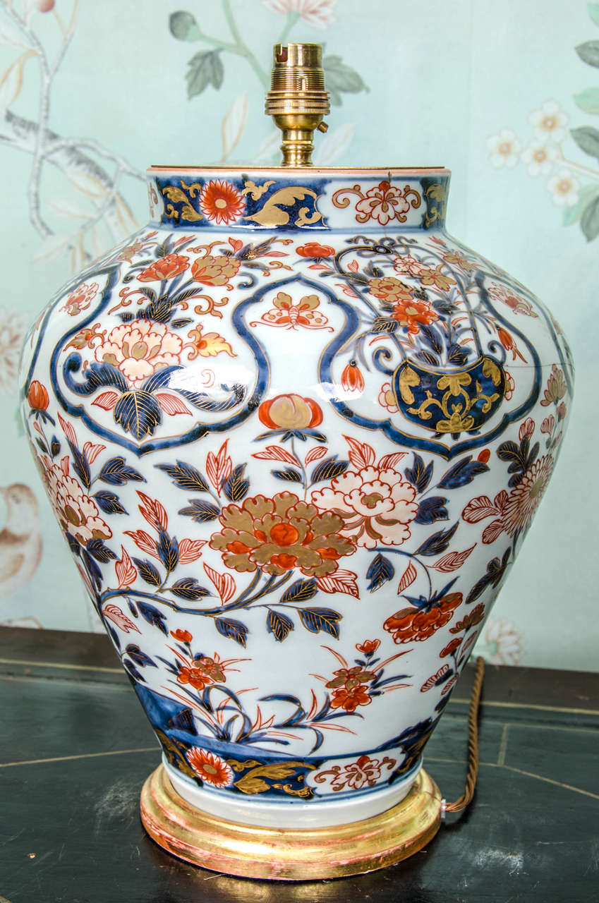 Charming Medium Sized Early 18th Century Imari Vase, Lamped at 1stDibs