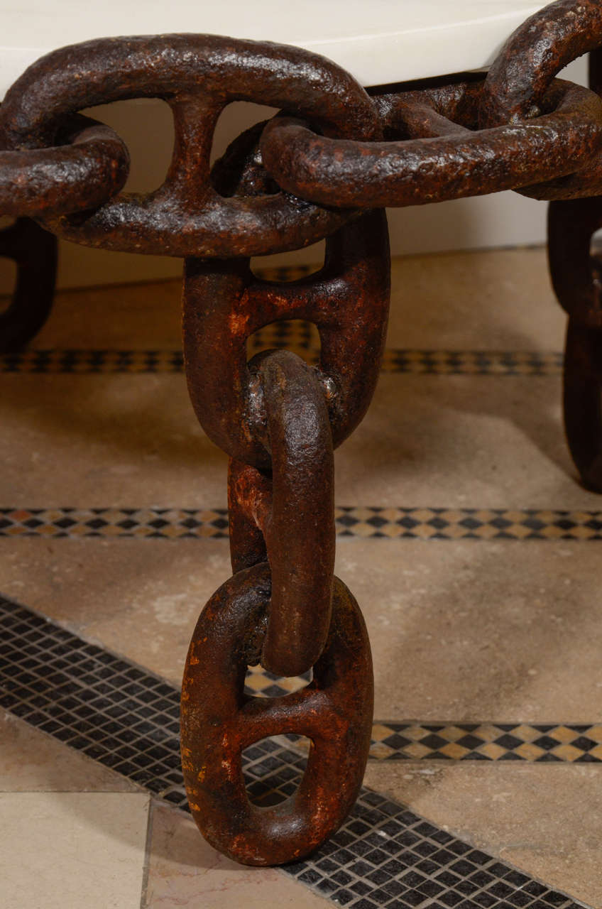 Boat Anchor Chain Table with Reclaimed Marble at 1stDibs | anchor table ...