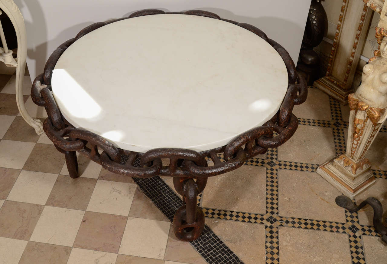 Boat Anchor Chain Table with Reclaimed Marble at 1stDibs | anchor table ...