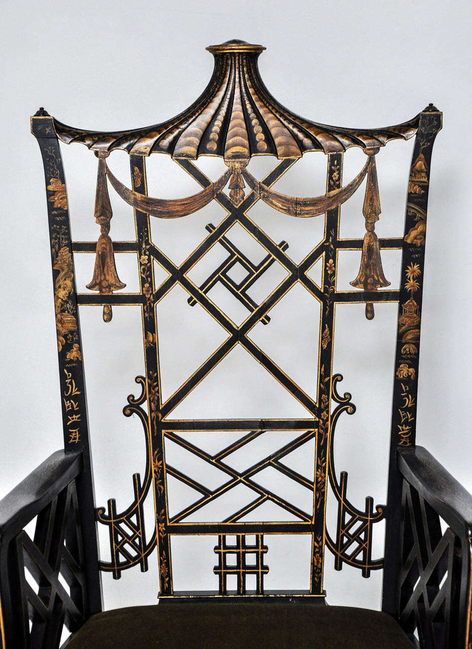 Chinese Chippendale High Back Chairs at 1stDibs