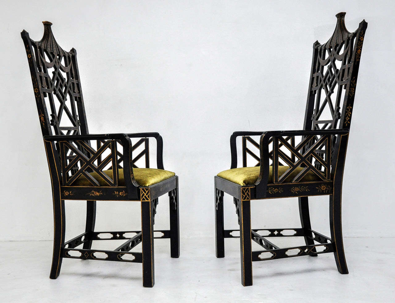 Chinese Chippendale High Back Chairs at 1stDibs