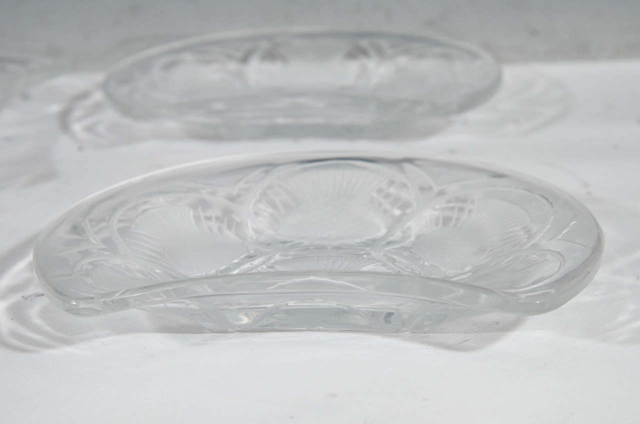 Vintage Set of 12 Lalique Crystal Chardon Thistle Dessert Plates at ...