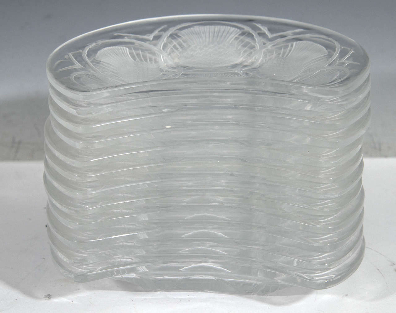 Vintage Set of 12 Lalique Crystal Chardon Thistle Dessert Plates at ...