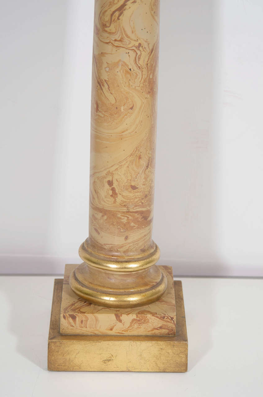 Neoclassical Style Pair of Chapman Faux Marble Column Lamps at 1stDibs