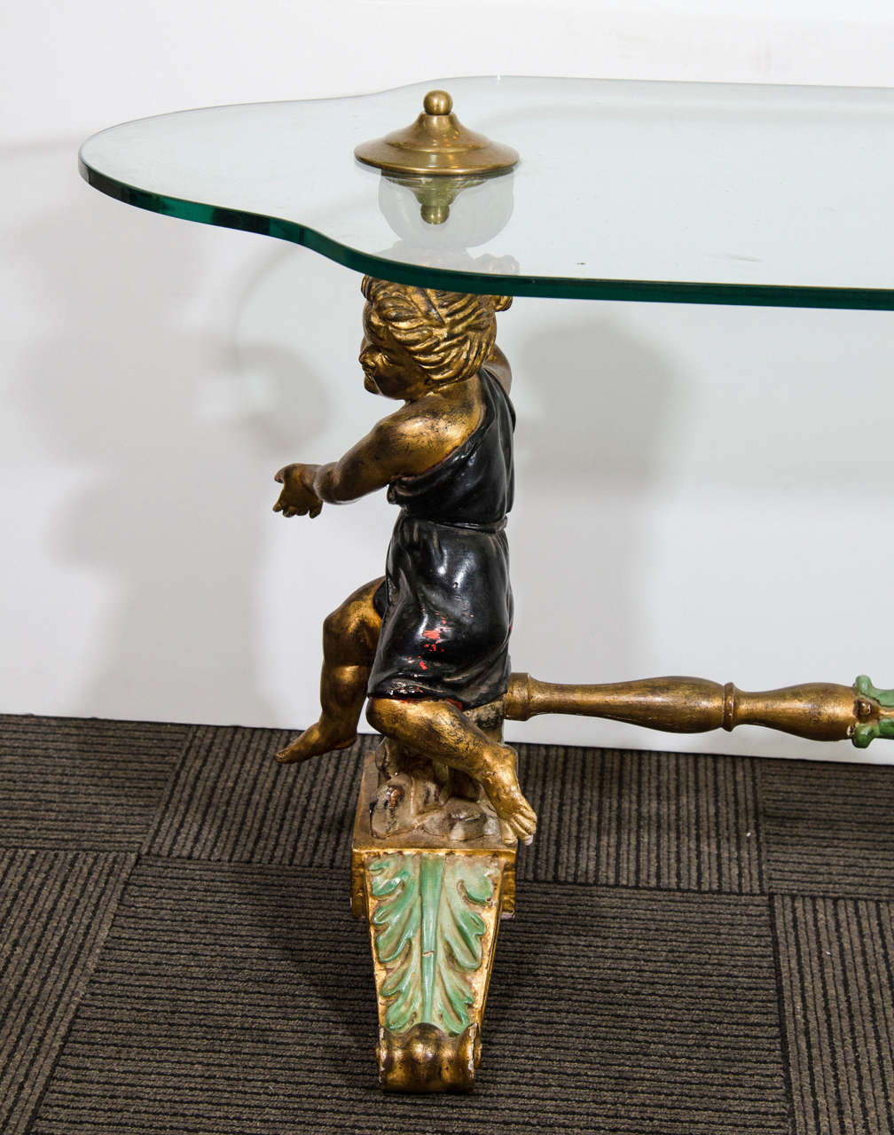 Italian Carved Wood Painted Putti or Cherub Cocktail or Coffee Table ...