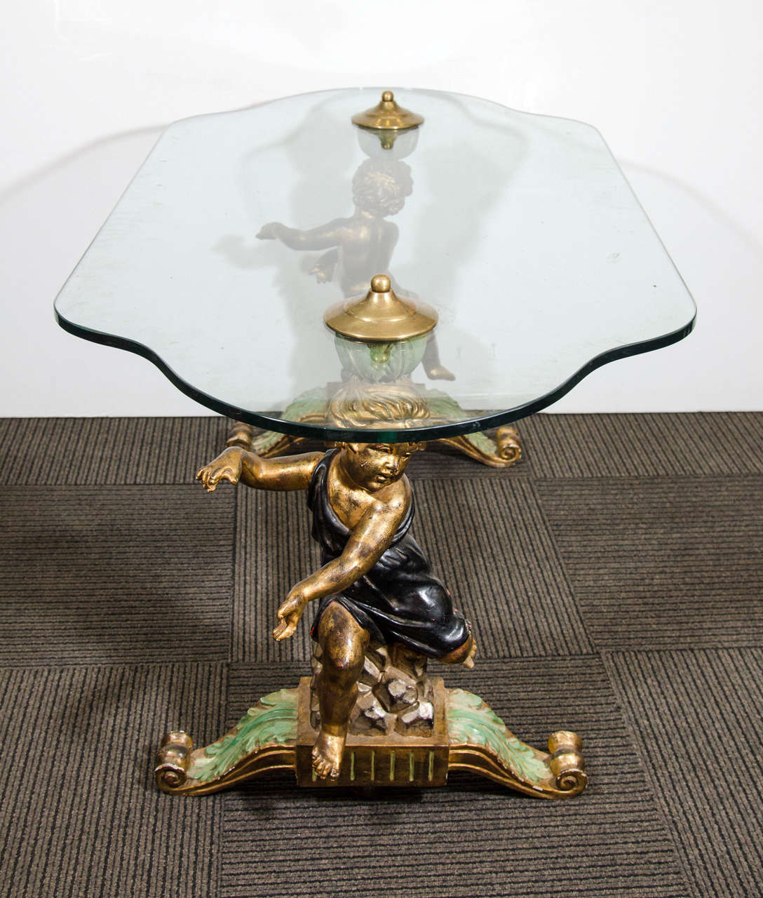 Italian Carved Wood Painted Putti or Cherub Cocktail or Coffee Table ...