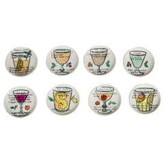 Midcentury Set of Eight Piero Fornasetti Cocktail Coasters in Original ...