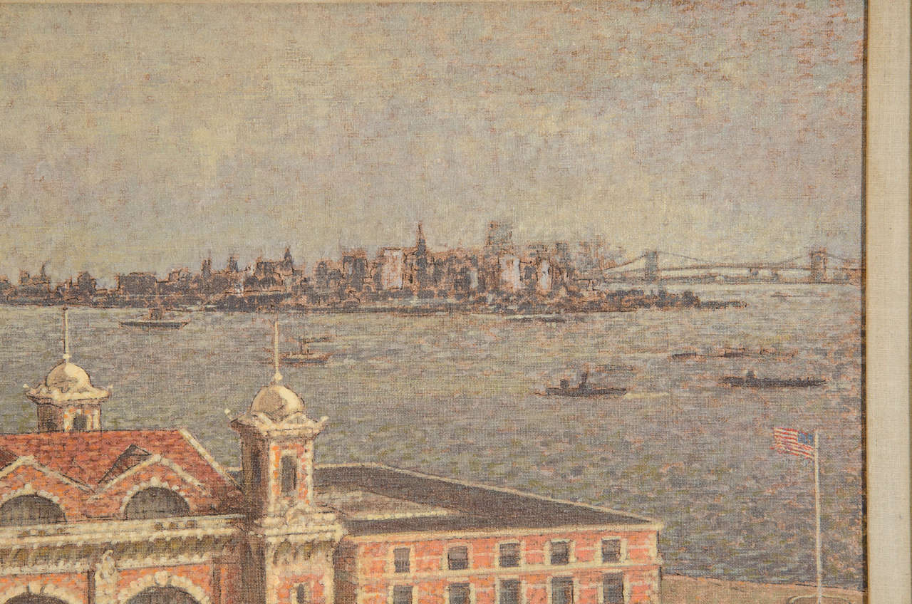 Vintage Painting of Ellis Island by Artist Harry K. Davis at 1stDibs ...