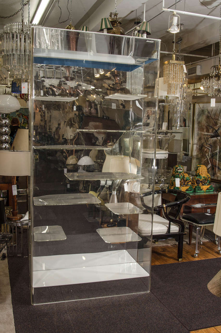 Stunning Les Prismatiques Free Floating Lucite Shelves and Mirror Wall ...