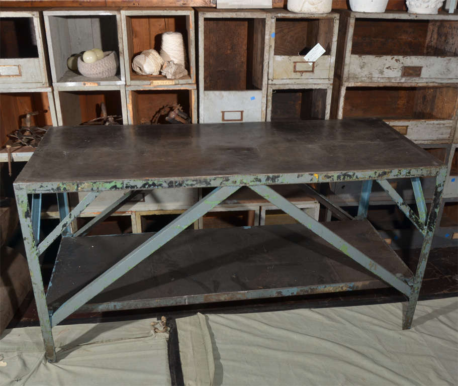 Metal Industrial Work Table at 1stDibs