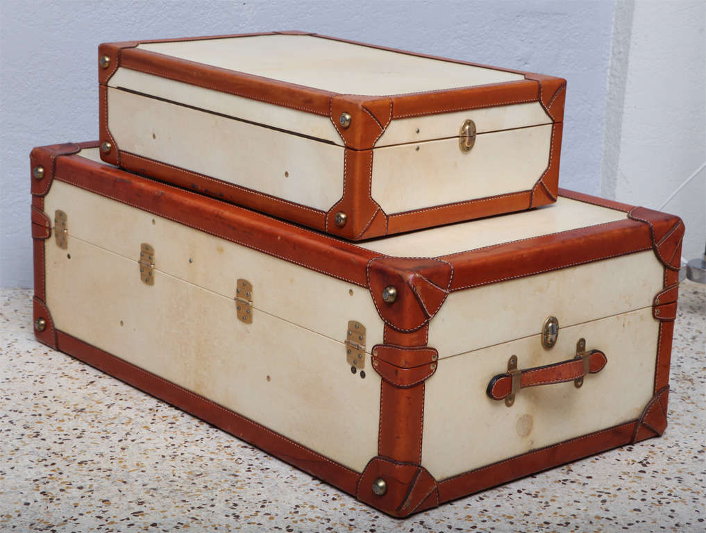 Vintage Vellum Trunk and Suitcase by T. Anthony, NY For Sale at 1stDibs ...