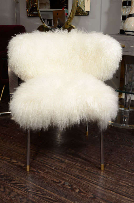 Custom Mongolian Fur Chair For Sale at 1stDibs | mongolian lamb chair ...