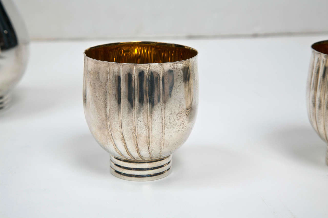 Bvlgari Sterling Silver Water Pitcher and Two Cup Set at 1stDibs ...