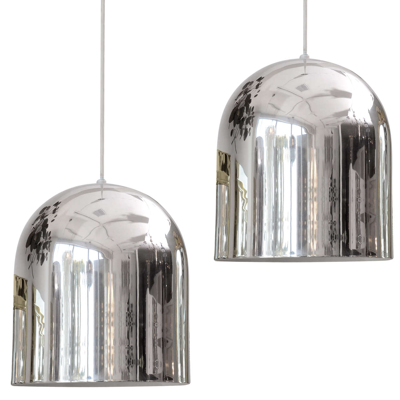 Pair of Vintage Chrome Pendant Lamps at 1stDibs