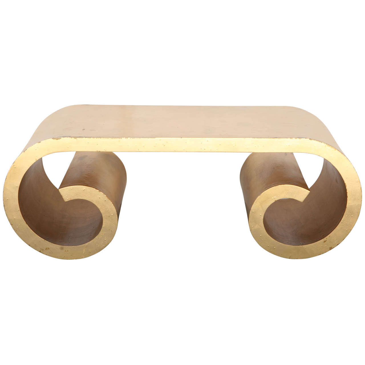 Gold Leaf Scroll Coffee Table For Sale at 1stDibs