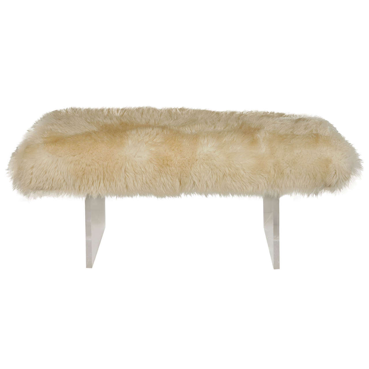 Sheepskin and Lucite Bench at 1stDibs