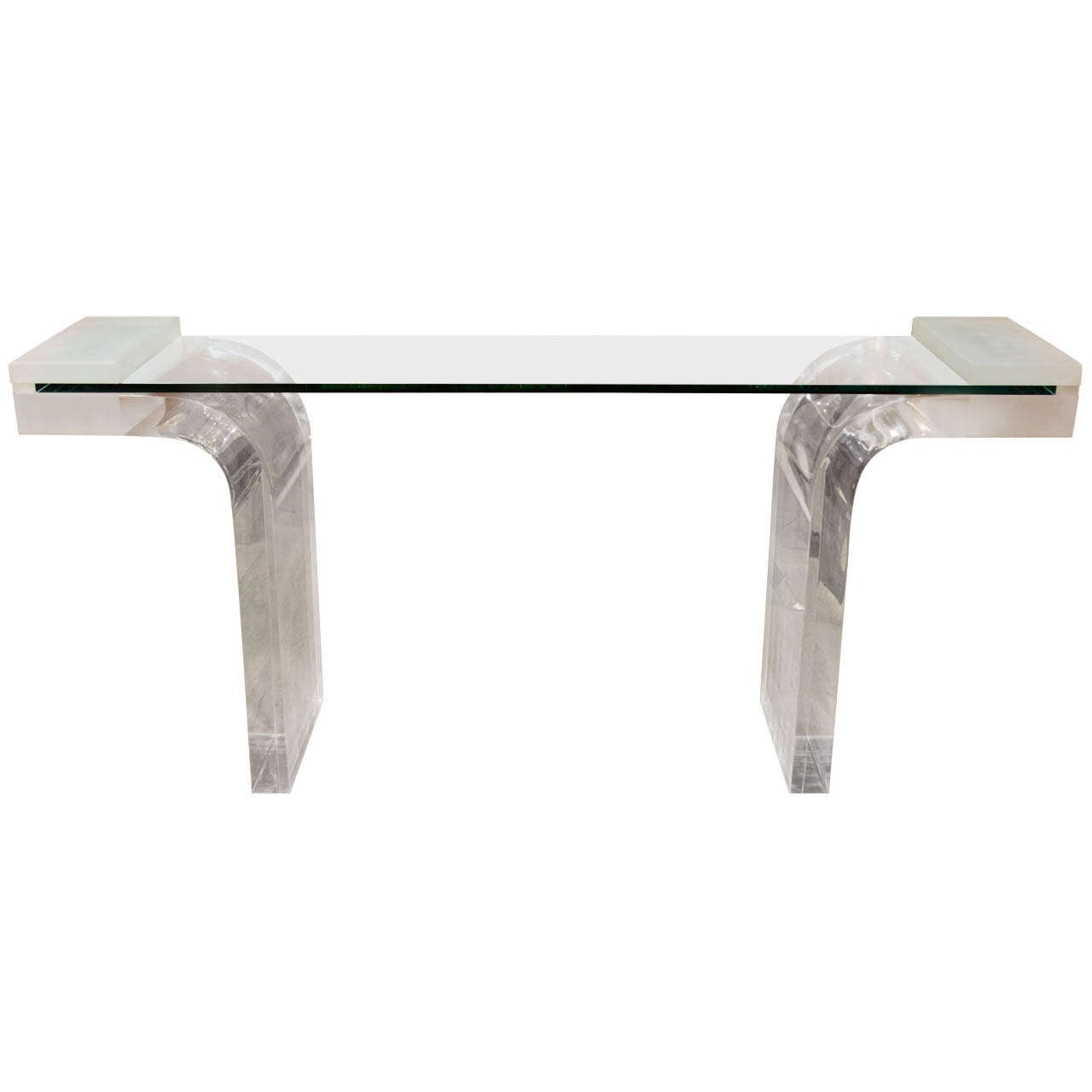 Lucite Console Table with Inverted Waterfall Base at 1stDibs