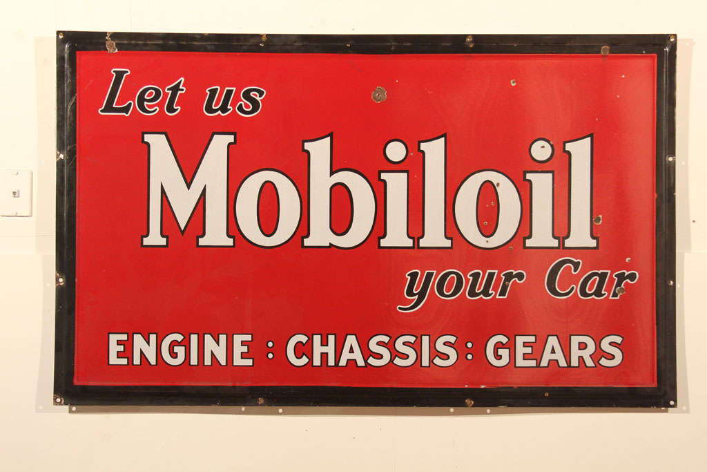 Porcelain Mobiloil sign For Sale at 1stDibs