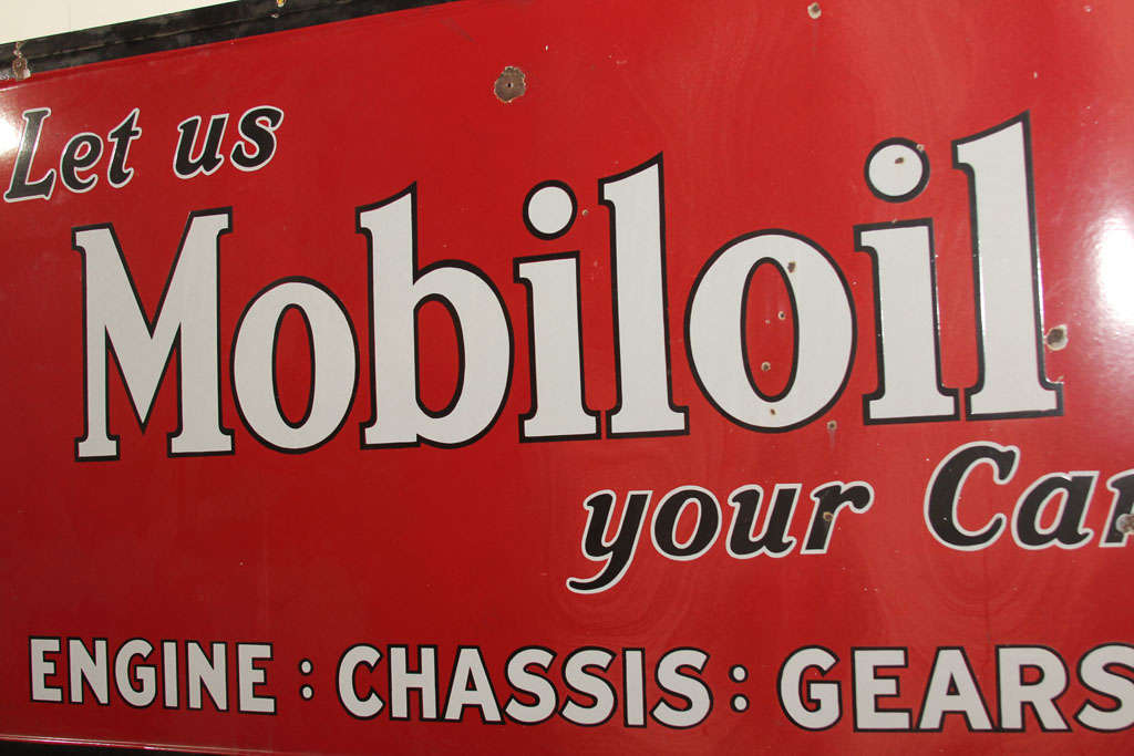 Porcelain Mobiloil sign For Sale at 1stDibs