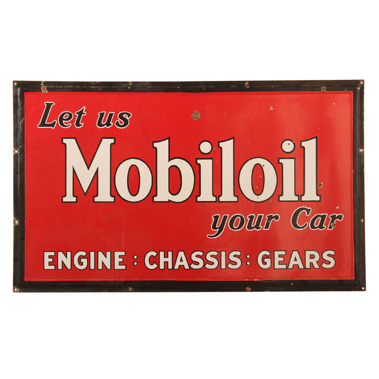 Porcelain Mobiloil sign For Sale at 1stDibs