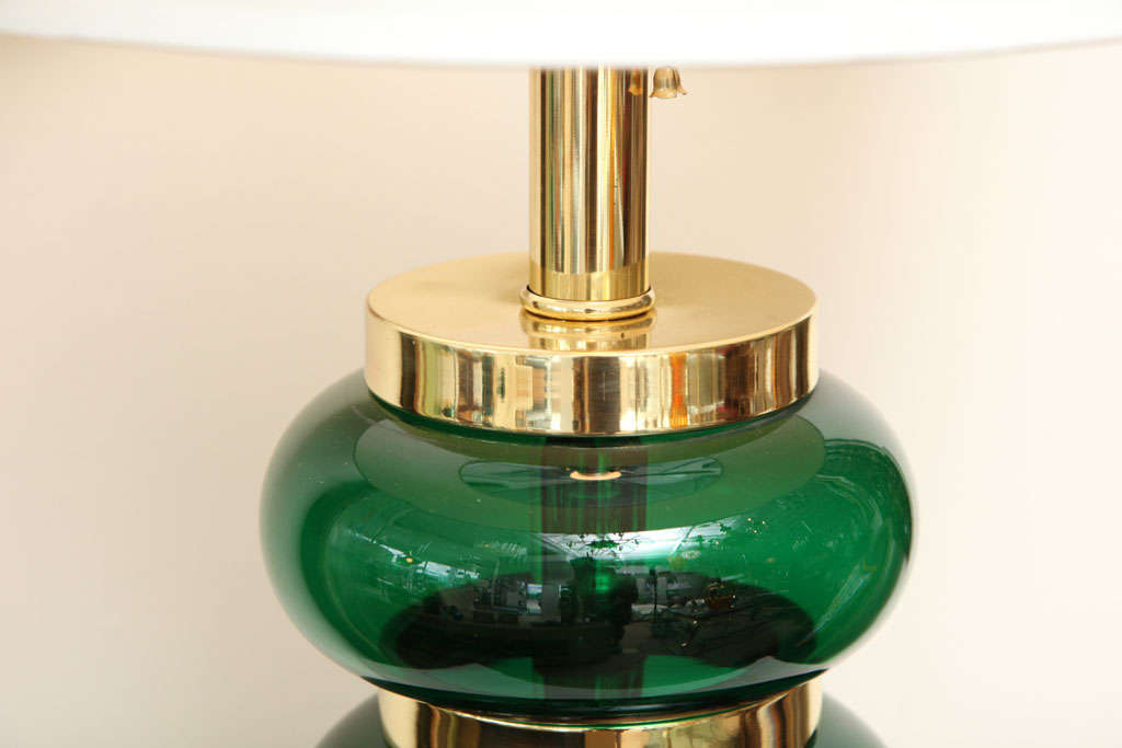 Pair of Two-Toned Stacked Brass Table Lamps at 1stDibs