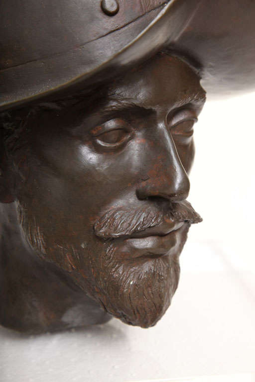 Bronze Conquistador Head Sculpture of Balboa at 1stDibs