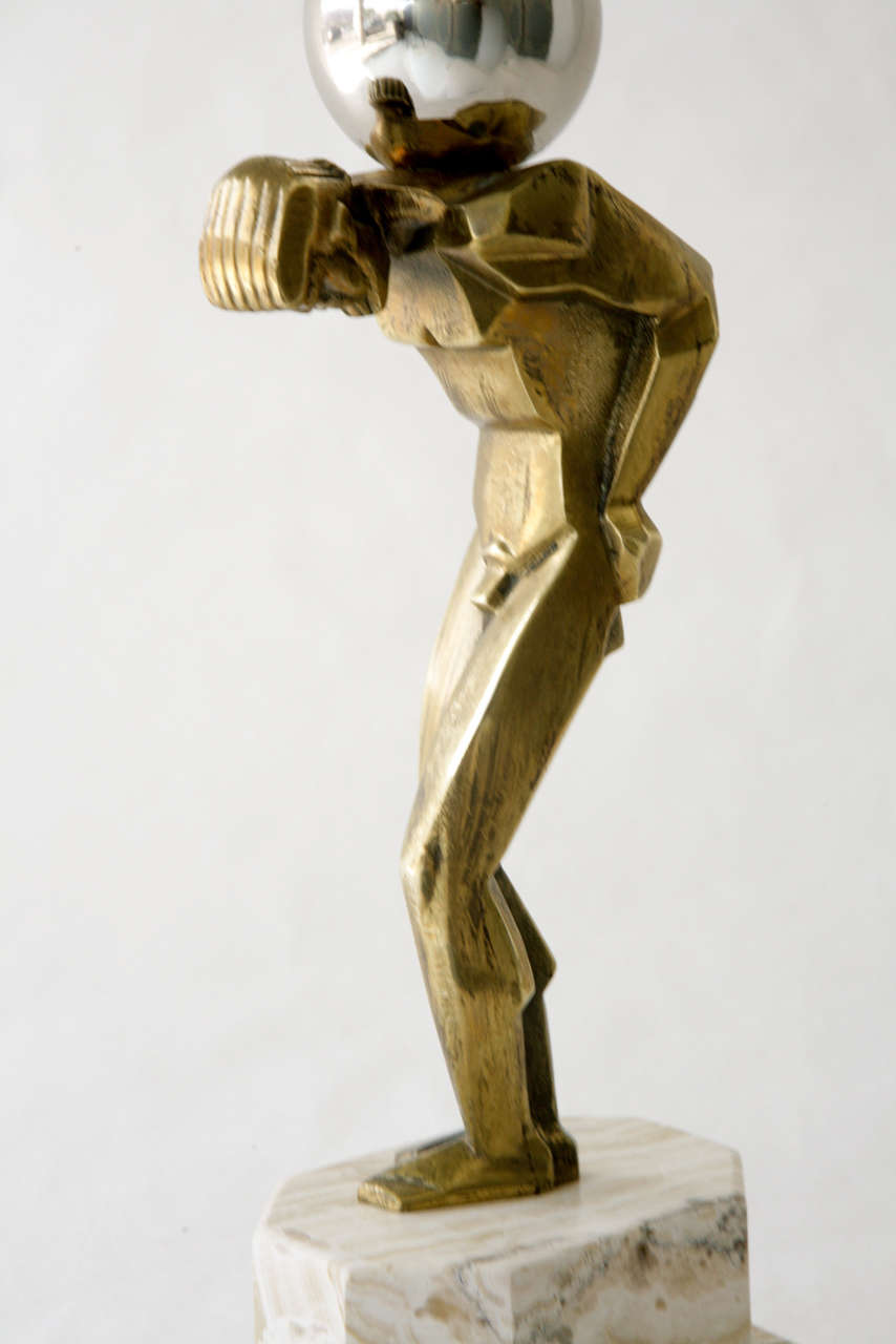 Cast Brass and Marble Atlas Lamp at 1stDibs | atlas lighting chicago