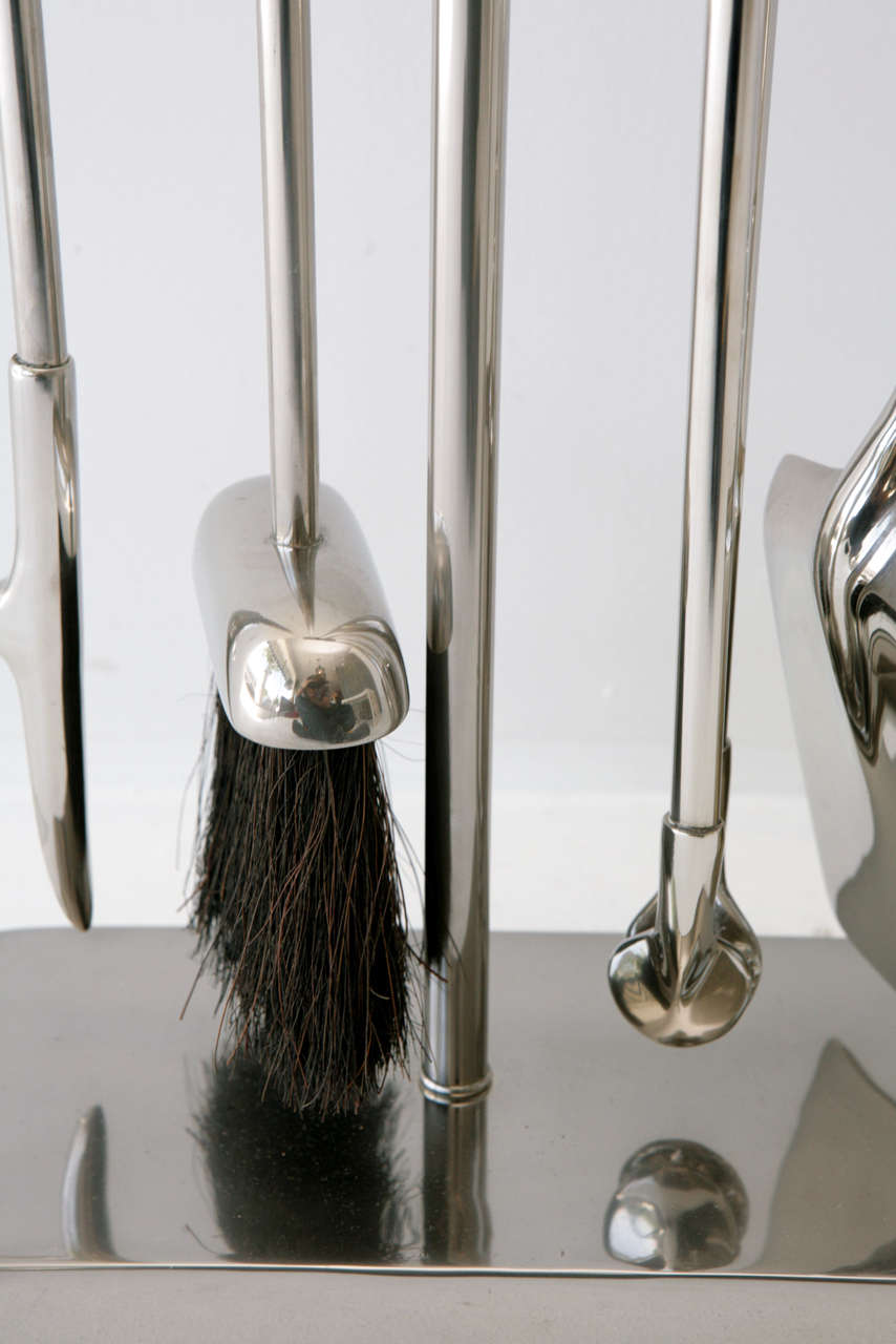Set of Nickel Fire Tools with Stand at 1stDibs