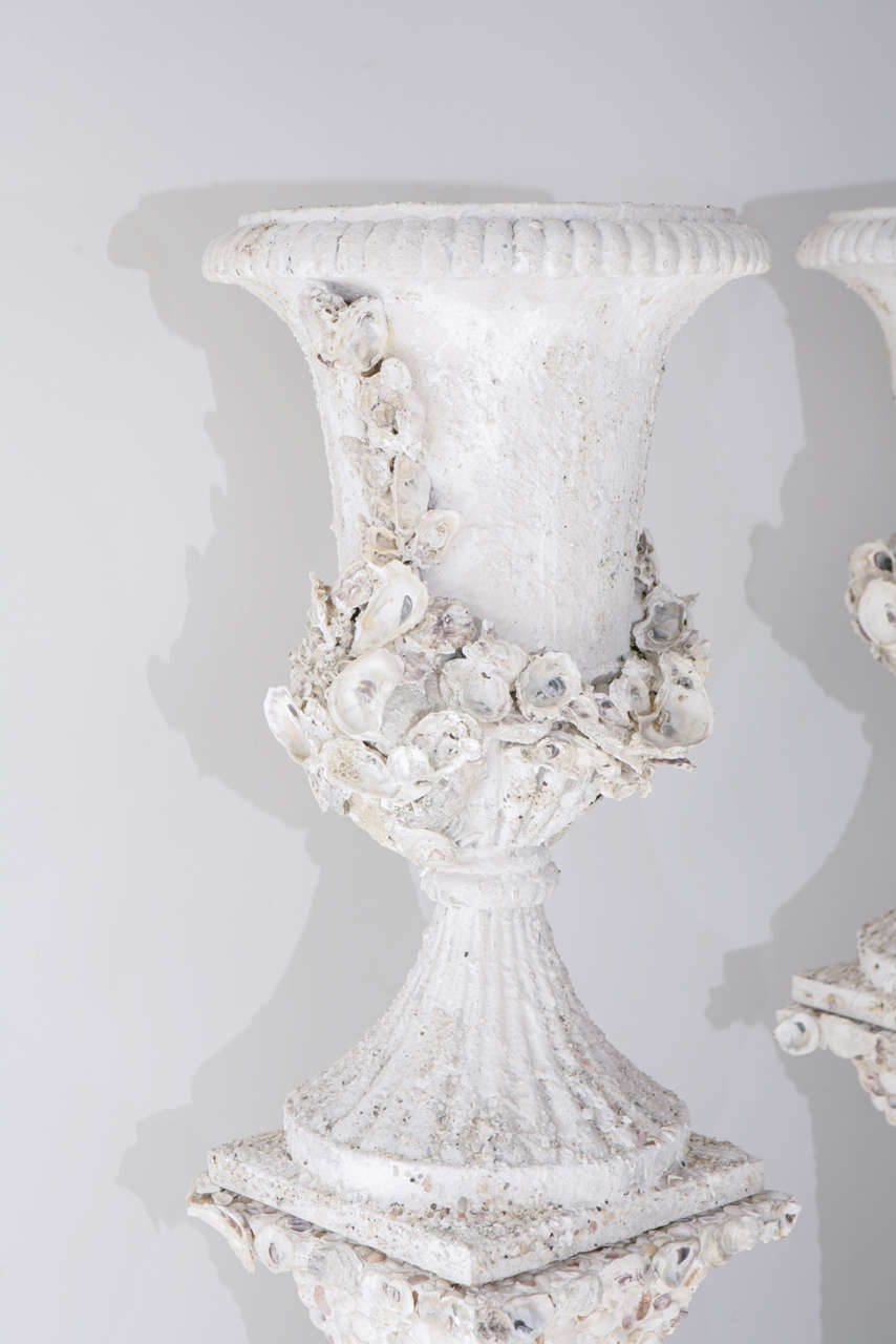 Grotto Style Shell Encrusted Urns on Pedestals at 1stDibs | venetian ...