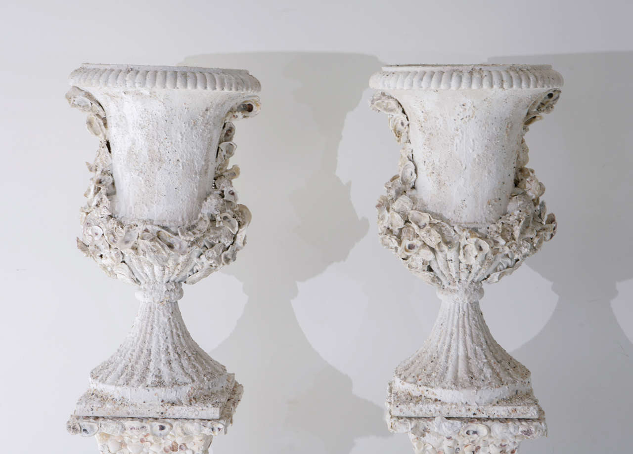 Grotto Style Shell Encrusted Urns on Pedestals at 1stDibs | venetian ...