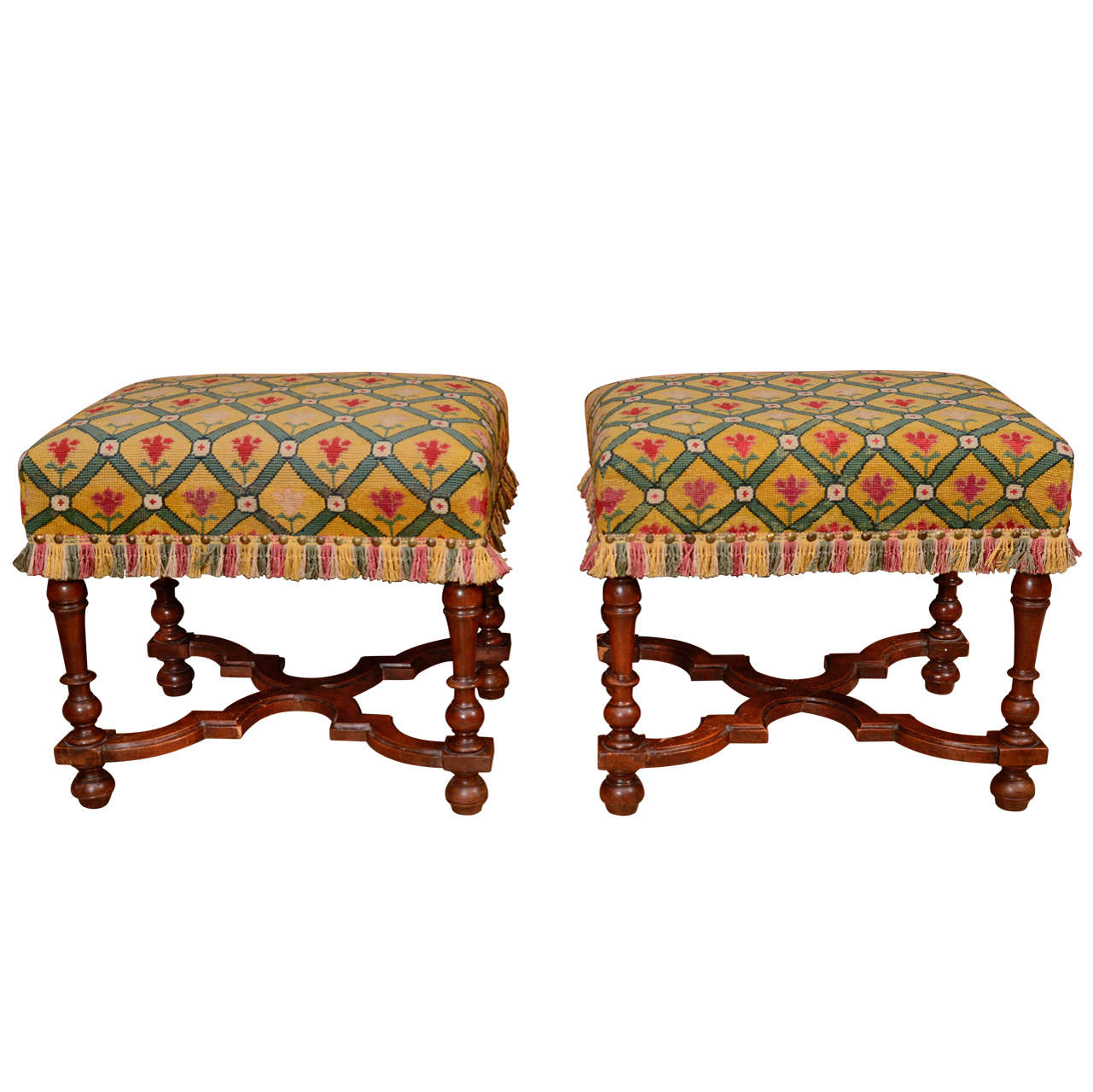 Rare Pair of William and Mary Stools at 1stDibs