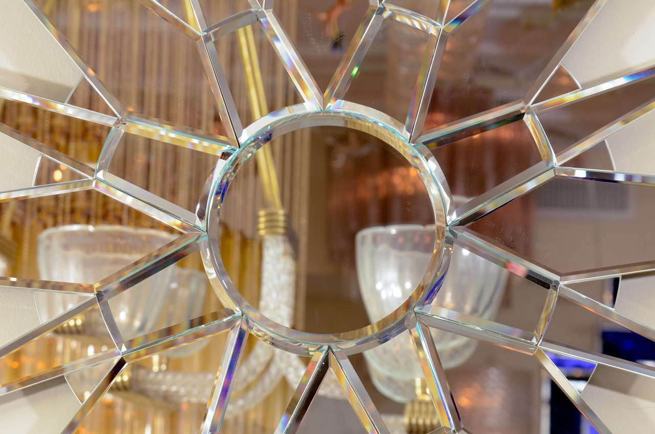 Beveled glass sunburst mirrors at 1stDibs