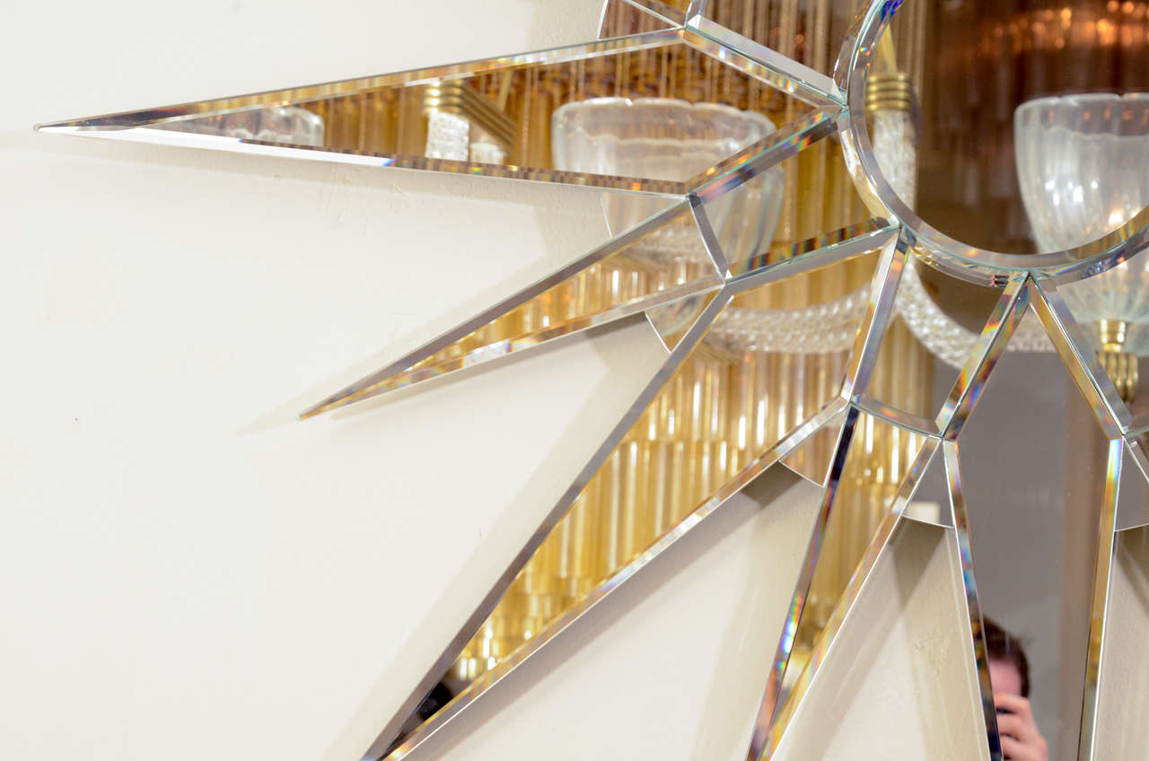 Beveled glass sunburst mirrors at 1stDibs
