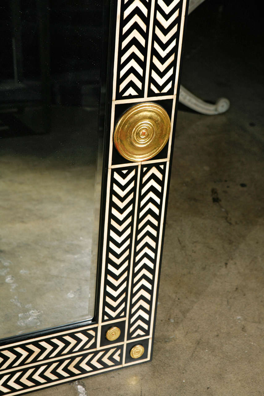 Paul Marra Hand Painted Herringbone Mirror For Sale at 1stDibs