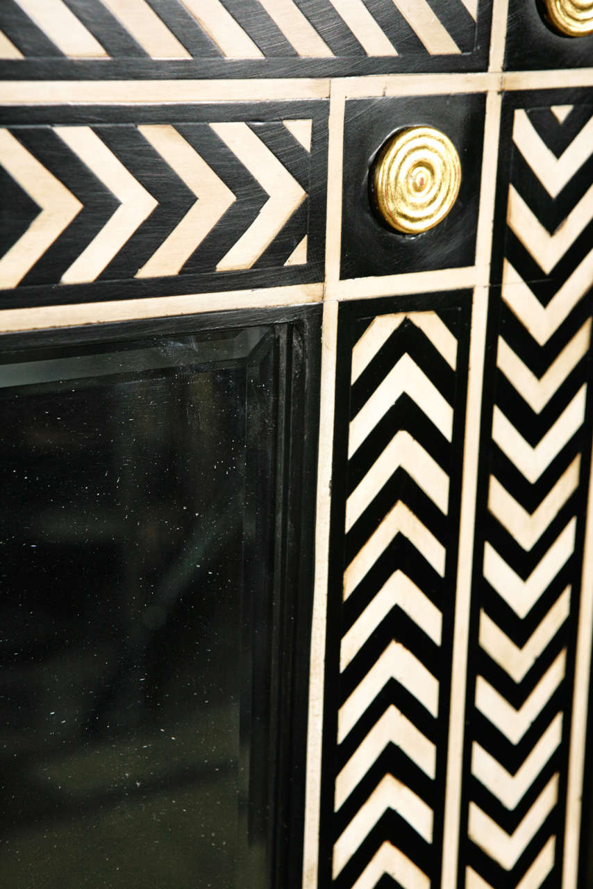 Paul Marra Hand Painted Herringbone Mirror For Sale at 1stDibs